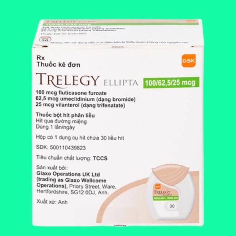 Thuốc Trelegy Ellipta hộp 30 liều có tác dụng điều trị và phòng ngừa COPD