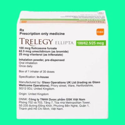 Thuốc Trelegy Ellipta hộp 30 liều có tác dụng điều trị và phòng ngừa COPD