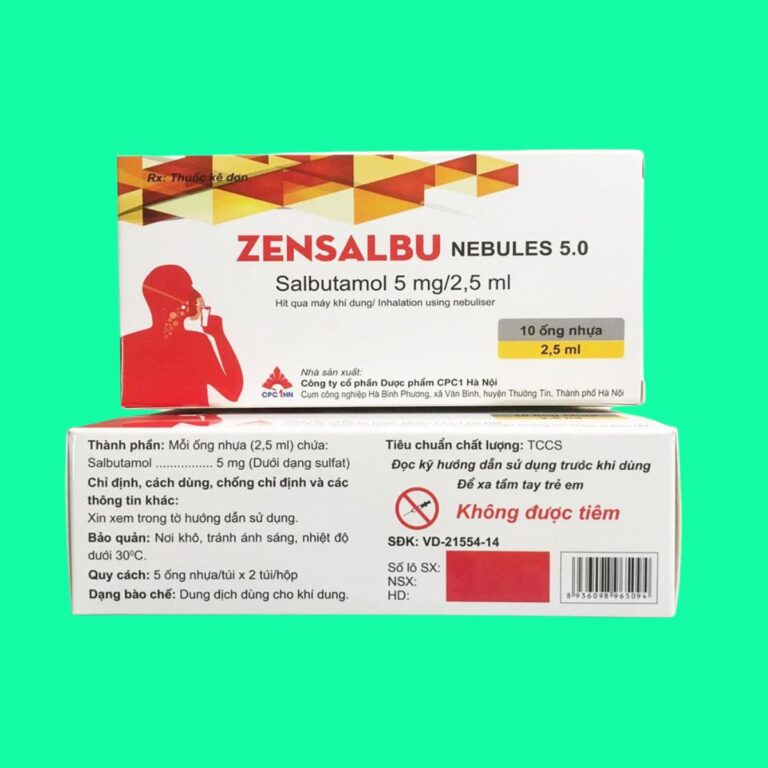 Thuốc Zensalbu nebules 5.0 (Salbutamol 5mg/2,5ml) điều trị cơn hen cấp tính