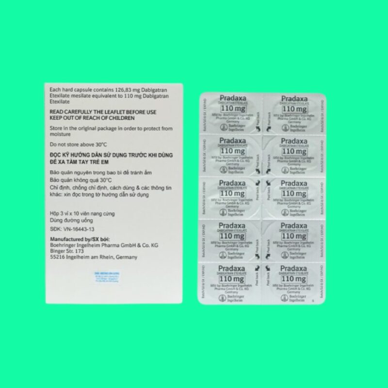 Pradaxa 110mg phòng ngừa đột quỵ và thuyên tắc hệ thống ở người lớn