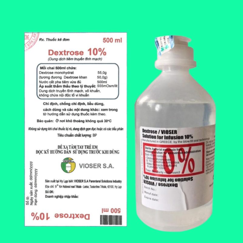 Thuốc Dextrose 10% có tác dụng bổ sung đường huyết hoặc dung môi tiêm