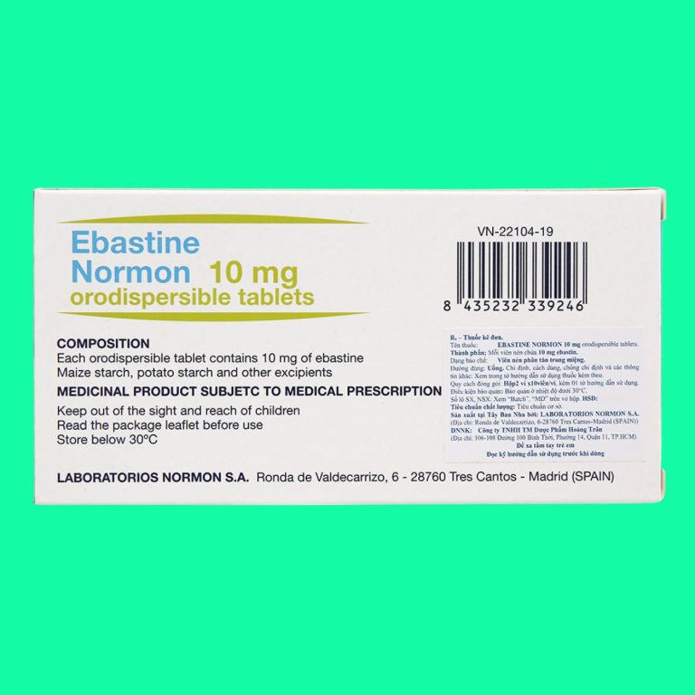 Ebastine Normon 10mg Orodispersible Tablets điều trị mày đay, viêm mũi