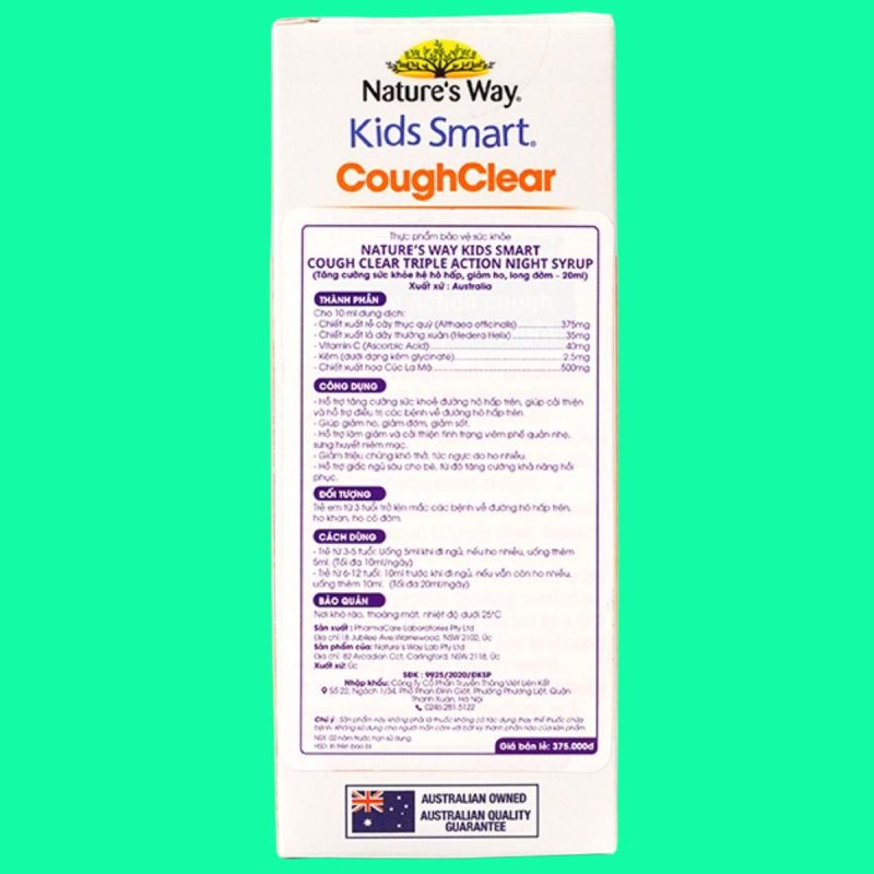Nature’s Way Kids Smart Cough Clear Triple Action Syrup hỗ trợ giảm ho