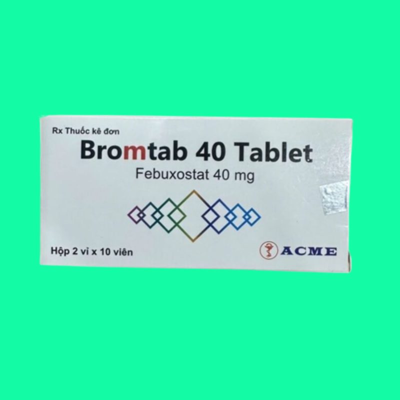 Bromtab 40 tablet điều trị tăng acid uric mạn tính ở người trưởng thành