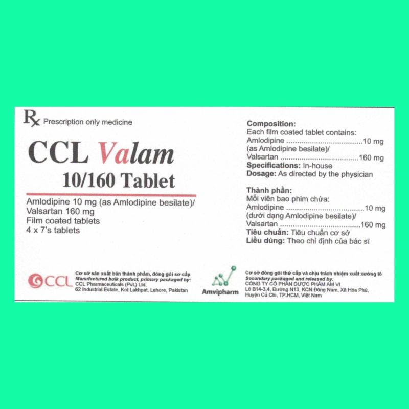 CCL Valam 10/160 Tablet được chỉ định điều trị tình trạng tăng huyết áp