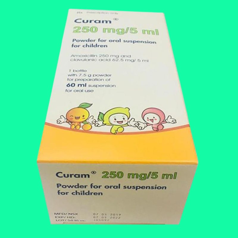 Curam 250mg/5ml điệu trị nhiễm khuẩn da như bị mụn nhọt hay áp xe