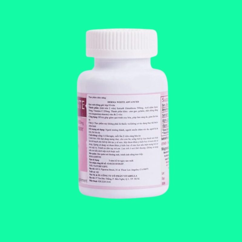 Derma White Advanced giúp da trở nên đều màu, tươi sáng và mịn màng hơn