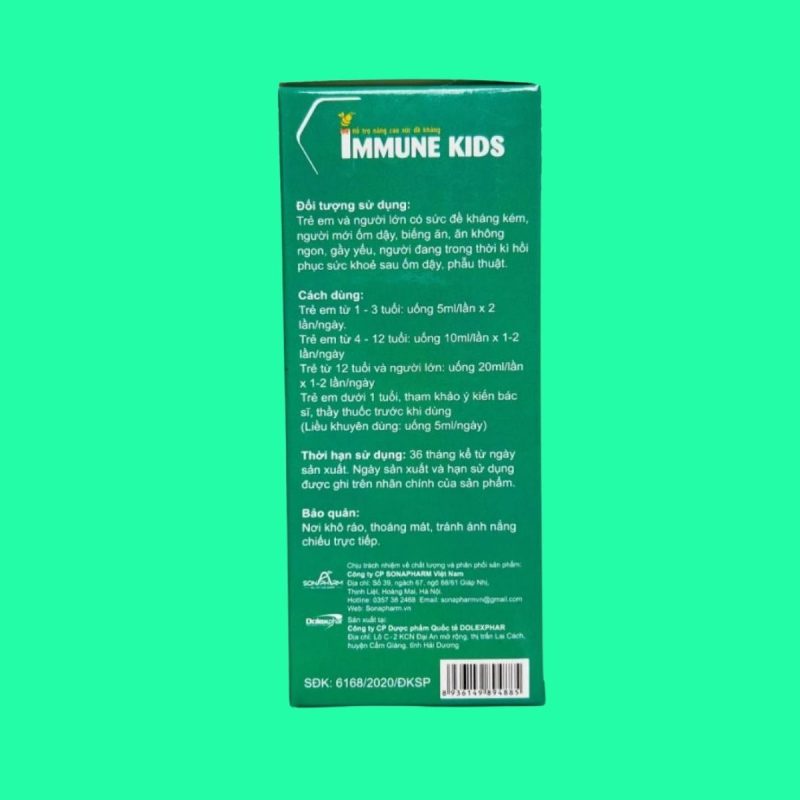 Siro IMMUNE KIDS giúp tăng cường đề kháng, kích thích ăn ngon