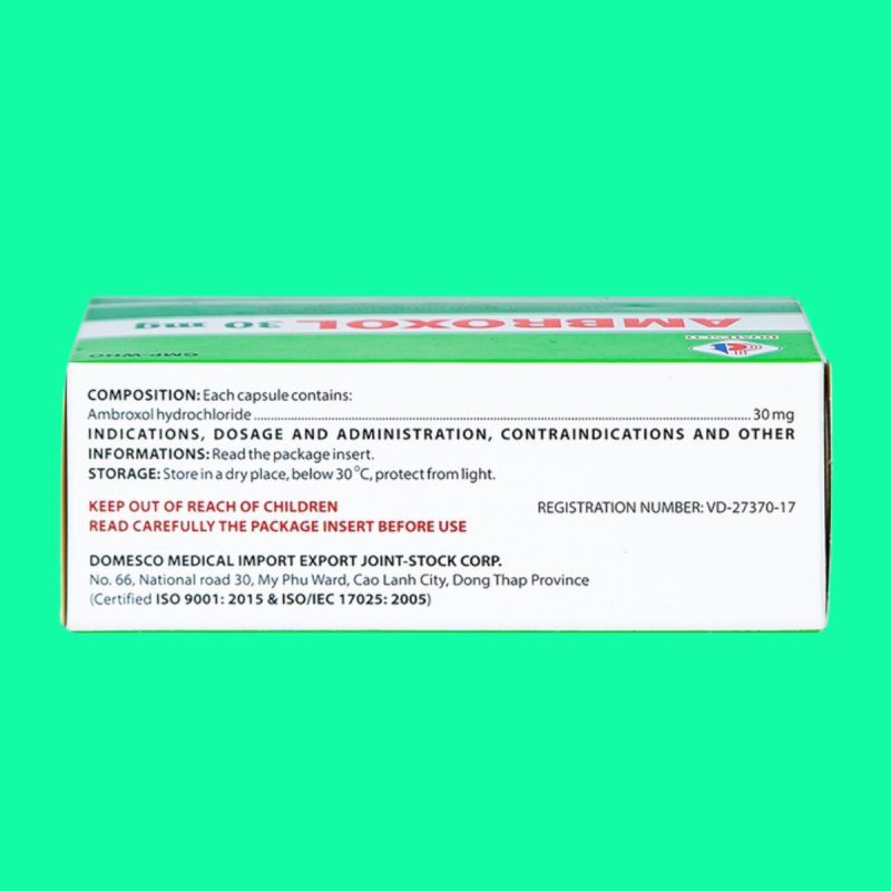 Thuốc Ambroxol 30mg Domesco dùng điều trị bệnh lý về phế quản