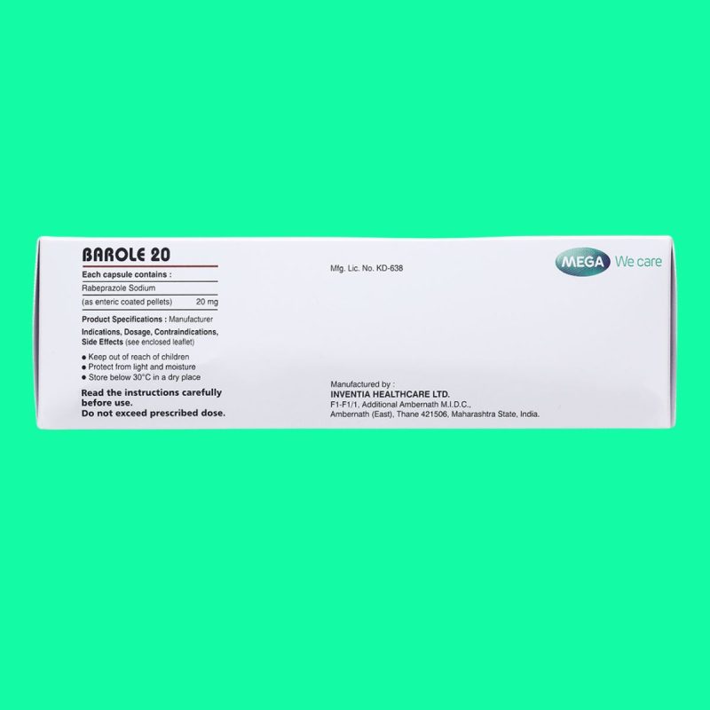 Thuốc Barole 20mg điều trị viêm loét do hội chứng trào ngược dạ dày ...