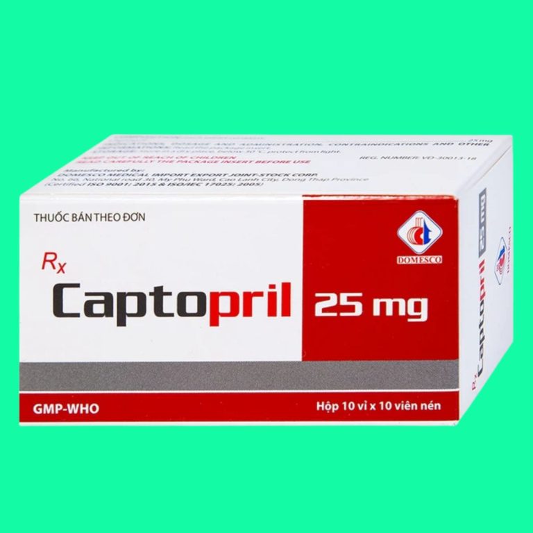 Thuốc Captopril 25mg Domesco điều trị tăng huyết áp và suy tim