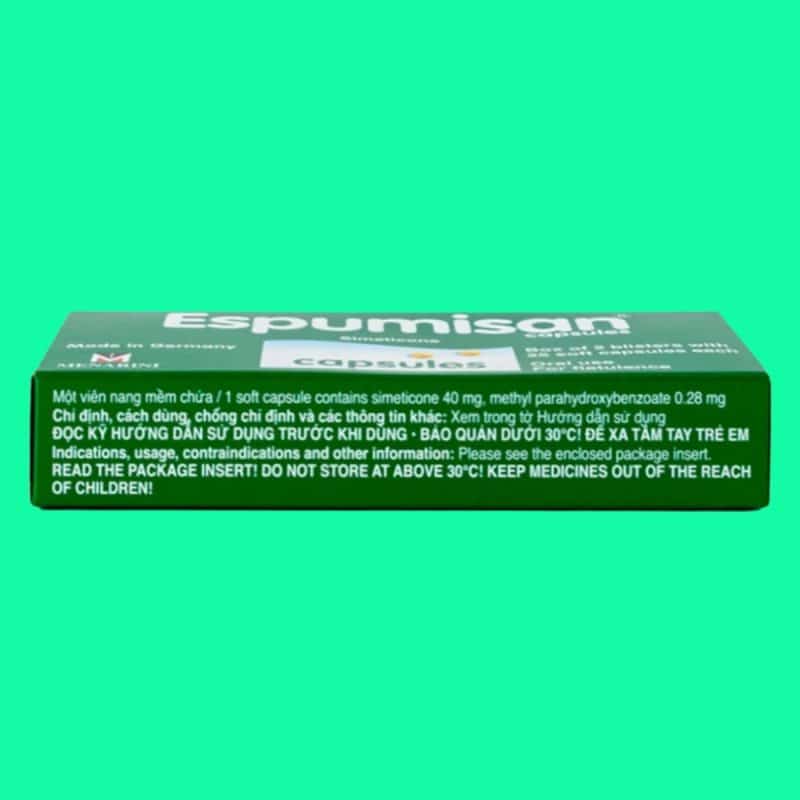 Thuốc Espumisan 40mg điều trị các triệu chứng đầy hơi, chướng bụng