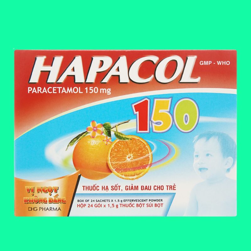 Thuốc Hapacol 150 có tác dụng giảm đua và hạ sốt cho trẻ em.