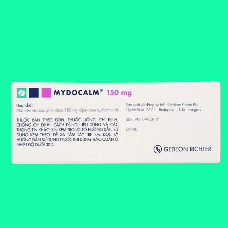 Mydocalm 150 mg điều trị triệu chứng co cứng cơ sau đột quỵ ở người lớn