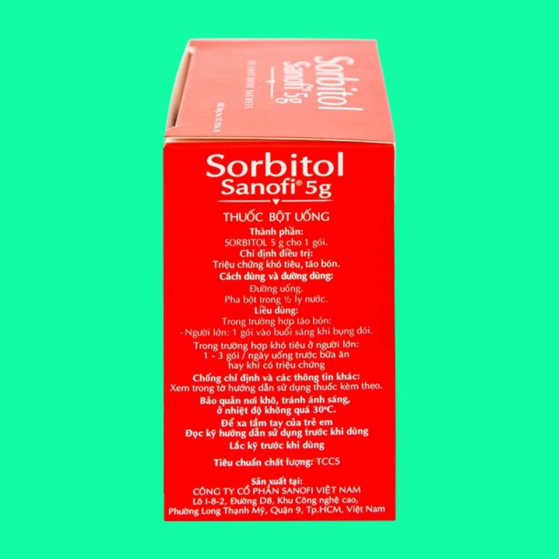 Thuốc Sorbitol Sanofi 5g có tác dụng điều trị táo bón, khó tiêu.