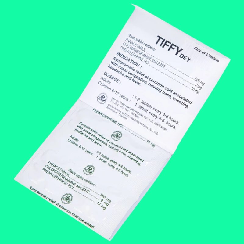 Tiffy Dey Thai Nakorn Patana giúp giảm các triệu chứng ở bệnh cảm cúm