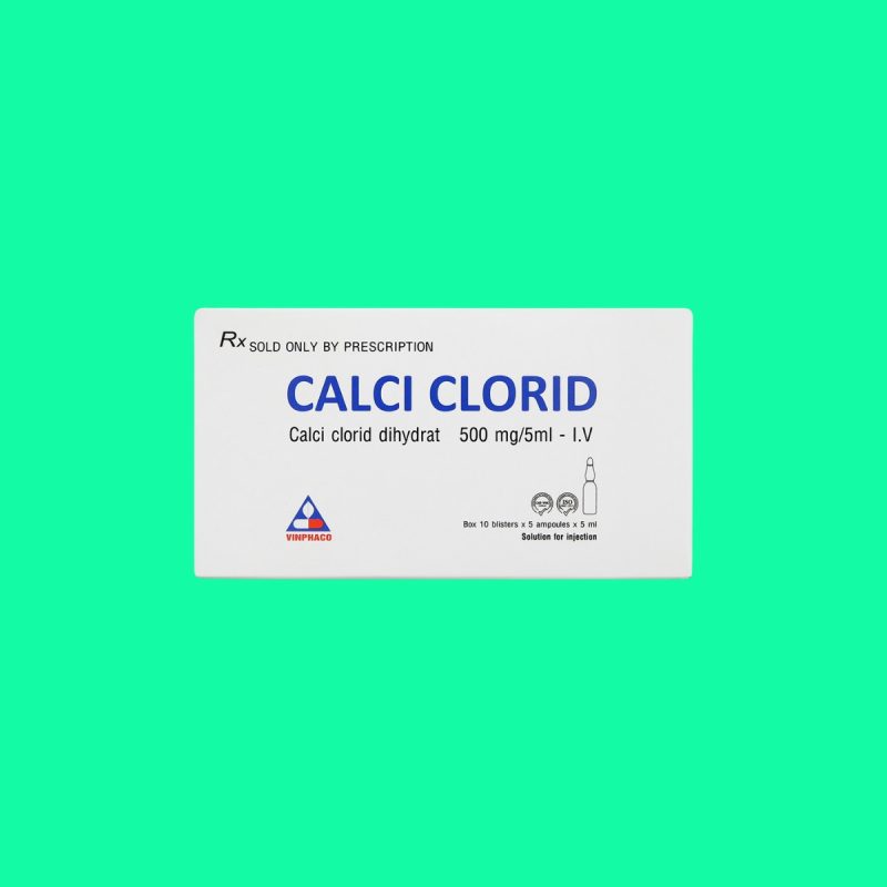 Thuốc Calci Clorid Vidipha 0,5g/5ml điều trị hạ calci máu cấp tính