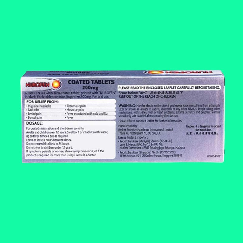 Thuốc Nurofen 200mg coated tablets giảm đau nửa đầu, đau dây thần kinh