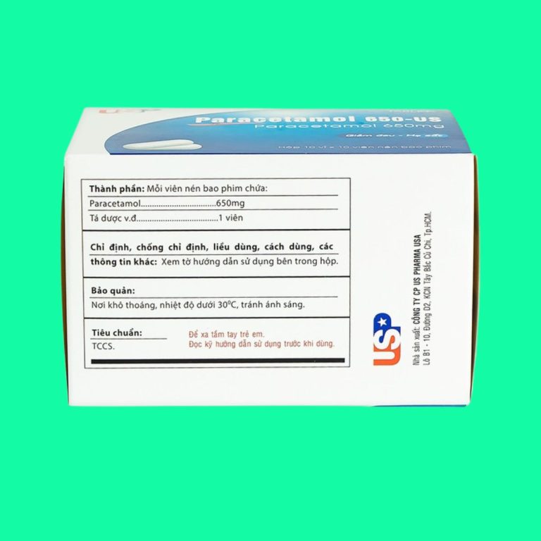 Thuốc Paracetamol 650-US giảm triệu chứng sốt, nhức đầu, đau răng