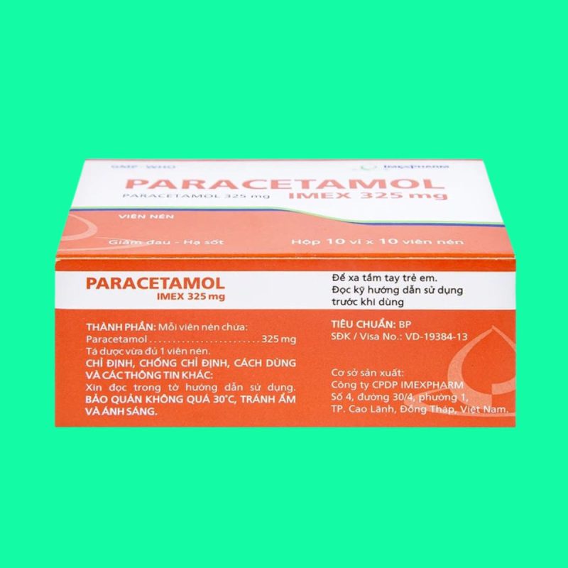 Thuốc Paracetamol Imex 325mg giảm nhức đầu, nhức răng, hạ sốt