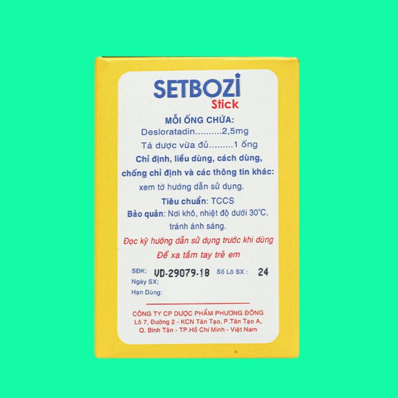 Thuốc Setbozi Stick điều trị triệu chứng viêm mũi dị ứng, mề đay