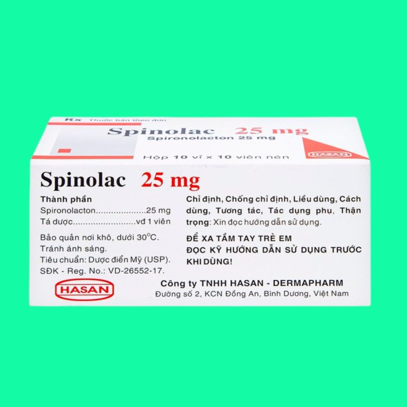 Thuốc Spinolac 25mg điều trị hội chứng thận hư, suy tim nặng