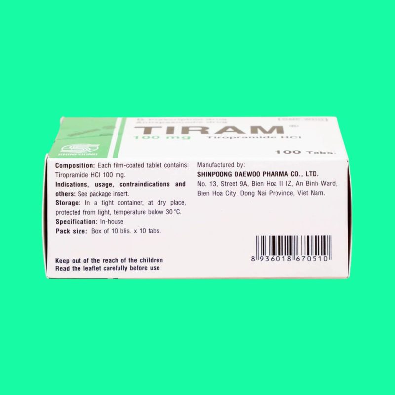 Tiram 100mg điều trị hội chứng ruột kích thích, co thắt dạ dày ruột