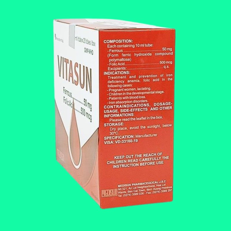 Thuốc Vitasun điều trị và phòng ngừa tình trạng thiếu máu do thiếu sắt
