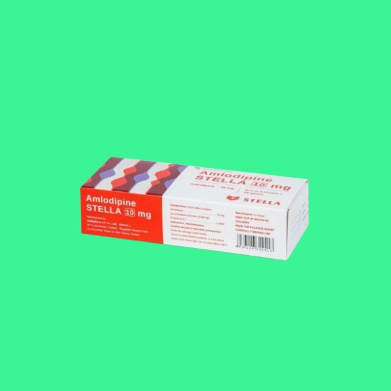 Thuốc Amlodipine Stella 10mg điều trị tăng huyết áp, đau thắt ngực