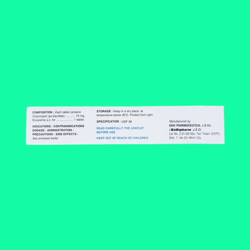 Dogrel SaVi 75mg dự phòng nguy cơ biến cố tim mạch sau nhồi máu cơ tim