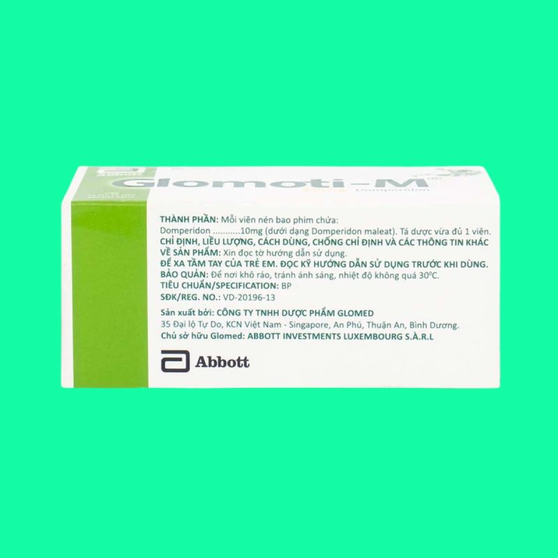Glomoti-M 10mg điều trị triệu chứng buồn nôn, nôn, khó tiêu sau bữa ăn