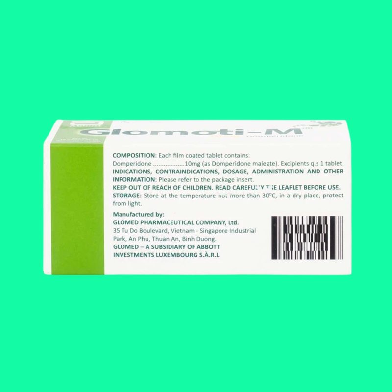 Glomoti-M 10mg điều trị triệu chứng buồn nôn, nôn, khó tiêu sau bữa ăn