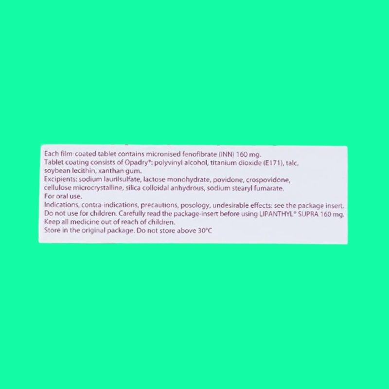 Lipanthyl Supra 160mg điều trị tăng cholesterol, tăng triglycerid