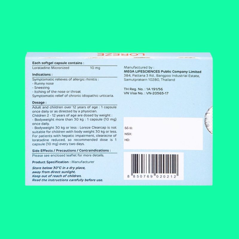 Thuốc Loreze 10mg điều trị triệu chứng viêm mũi và viêm kết mạc dị ứng