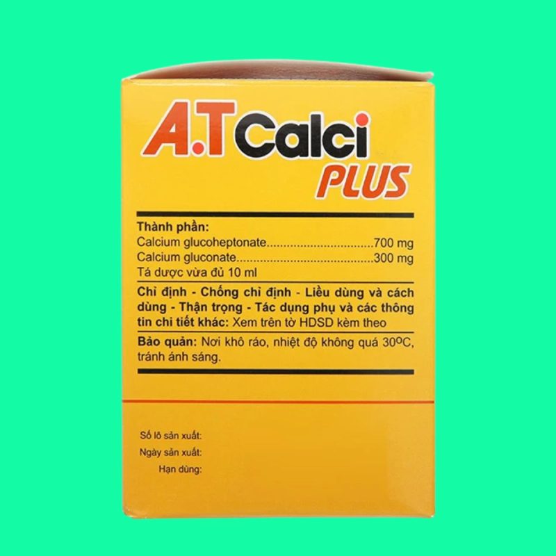 Thuốc A.T Calci Plus 300mg/700mg có tác dụng cung cấp canxi cho cơ thể