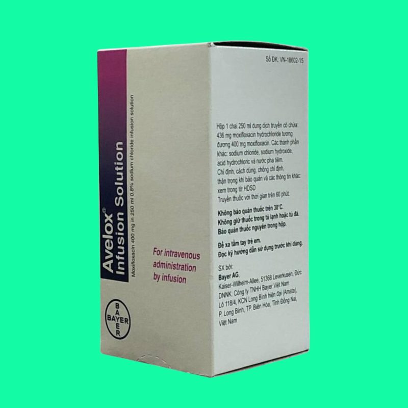 Dung dịch truyền Avelox 400mg/250ml điều trị viêm phổi cộng đồng nhẹ-vừa