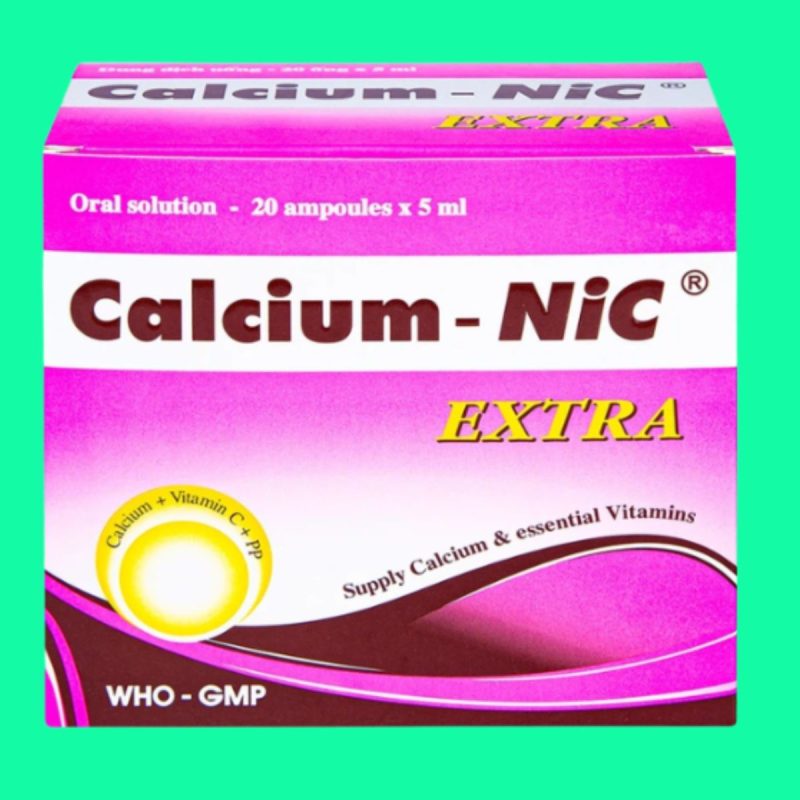 Thuốc Calcium-NIC Extra (20 ống) giúp bổ sung canxi, vitamin C và B3