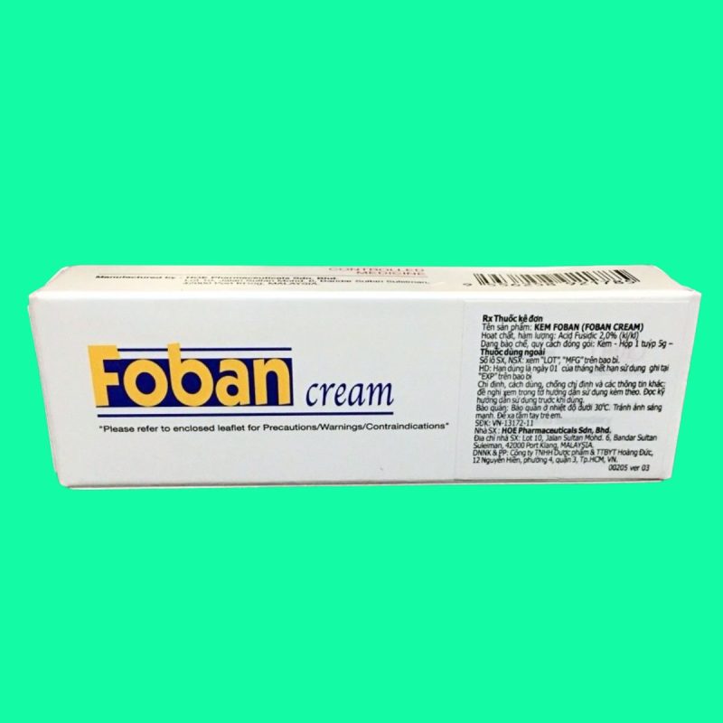 Thuốc Foban Cream 5g có tác dụng điều trị tổn thương da do vi khuẩn