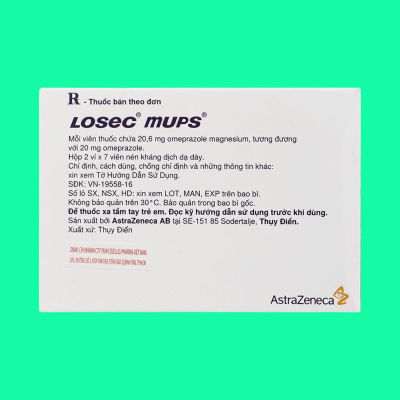 Thuốc Losec Mups 20mg điều trị viêm thực quản trào ngược, loét dạ dày