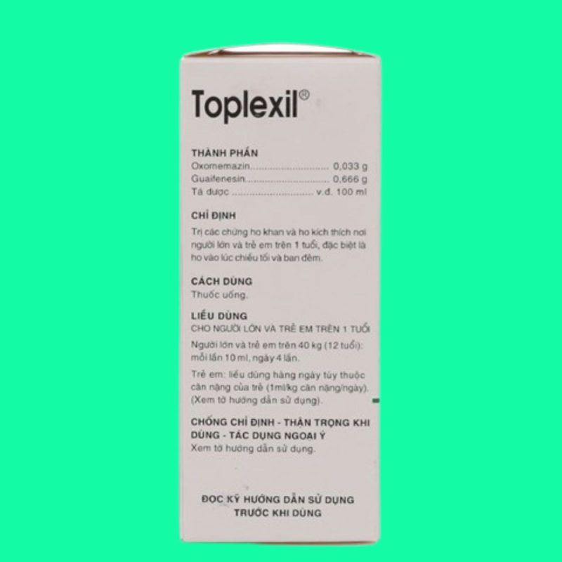 Thuốc Siro Toplexil 90ml giúp giảm các cơn ho khan và ho gây kích ứng