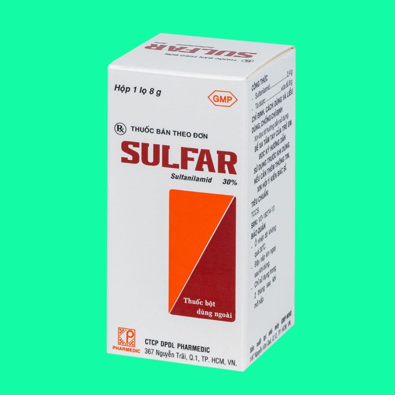 Thuốc Bột Sulfar 8g trị nhiễm trùng các vết thương, vết bỏng, mụn lở.