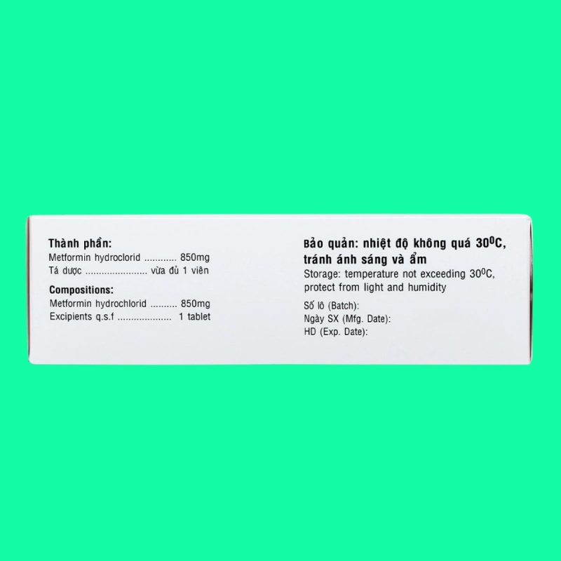 Thuốc Glucofast 850 điều trị tiểu đường không phụ thuộc insulin