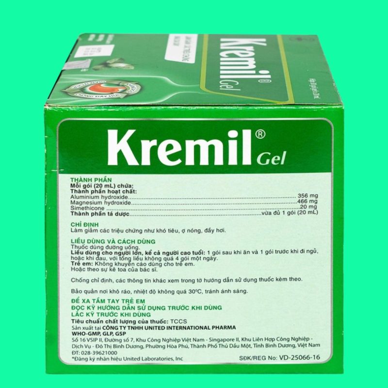 Thuốc Kremil Gel gói 20ml giảm loét dạ dày - tá tràng, viêm thực quản