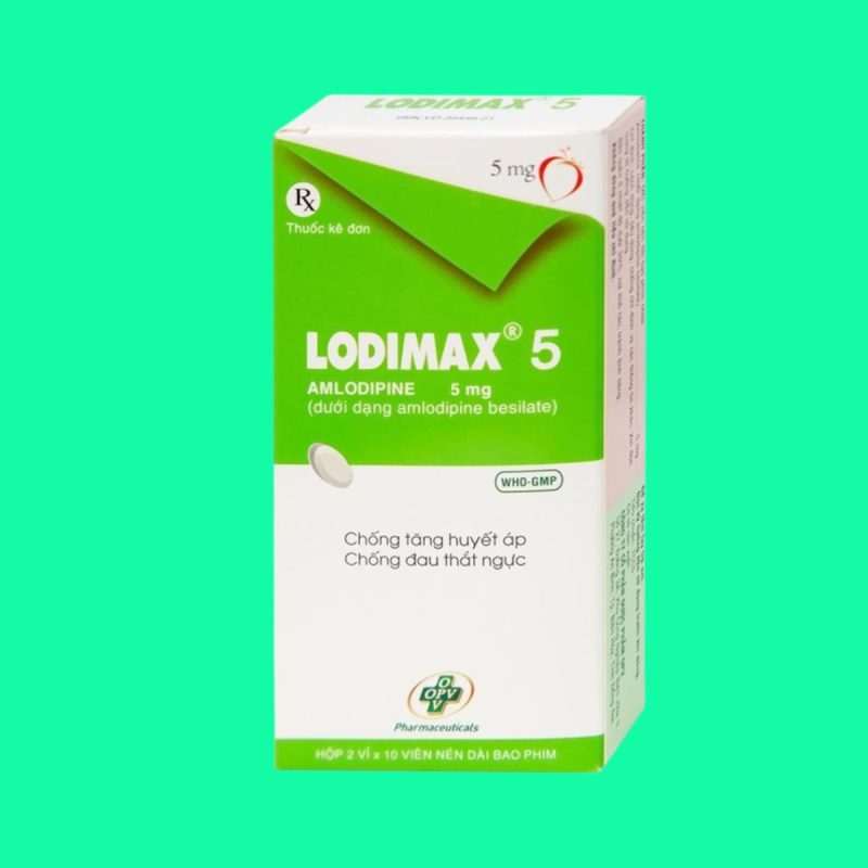 Thuốc Lodimax 5 dự phòng cơn đau thắt ngực ổn định, cao huyết áp