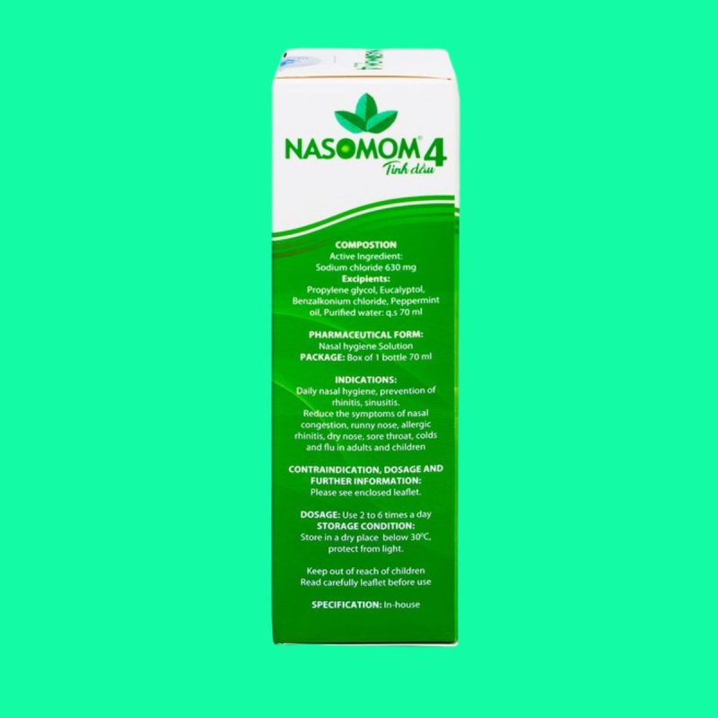 Thuốc Nasomom - 4 Tinh Dầu hỗ trợ vệ sinh mũi hàng ngày, phòng ngừa ...