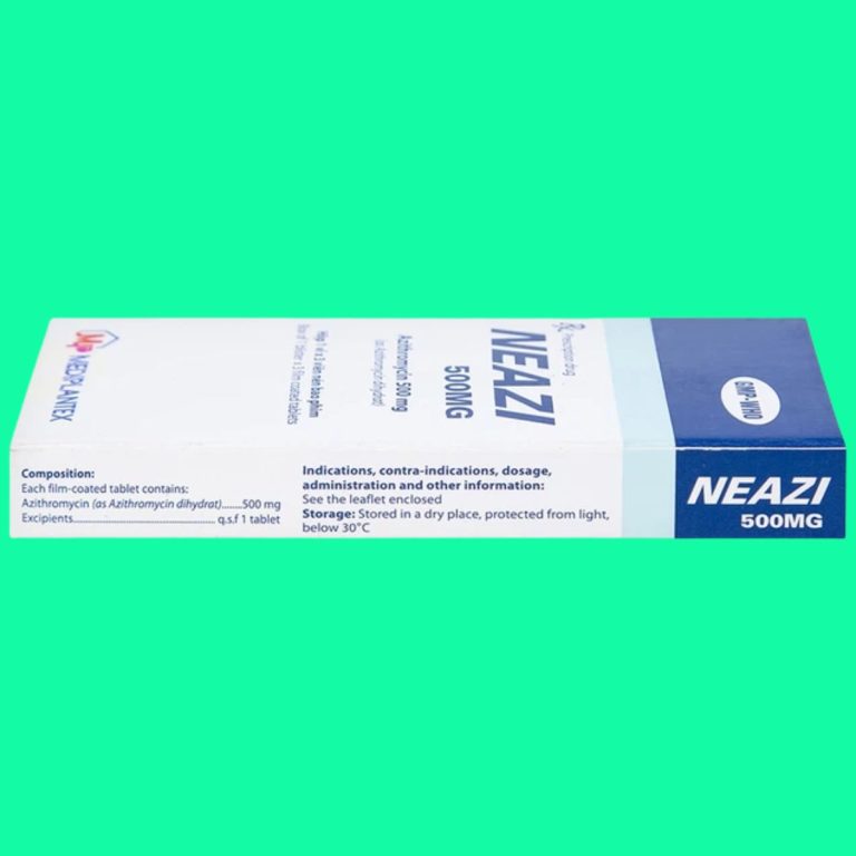 Thuốc Neazi 500mg điều trị nhiễm khuẩn đường hô hấp, da và mô mềm
