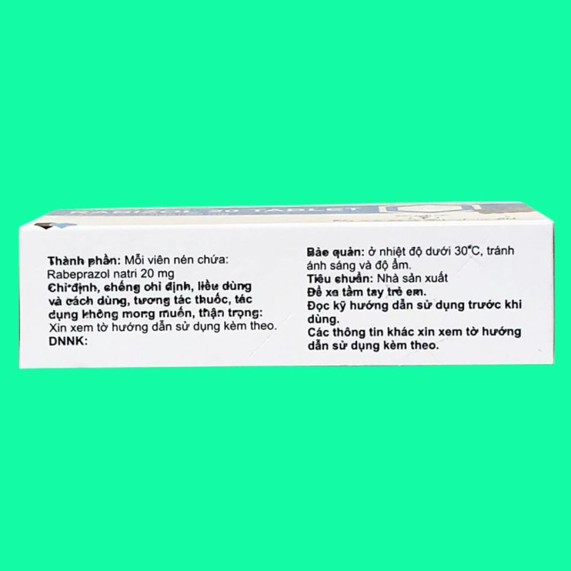Thuốc Rabizol 20 Tablet điều trị loét dạ dày tá tràng đang tiến triển