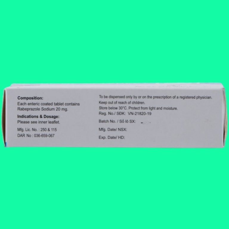 Thuốc Rabizol 20 Tablet điều trị loét dạ dày tá tràng đang tiến triển