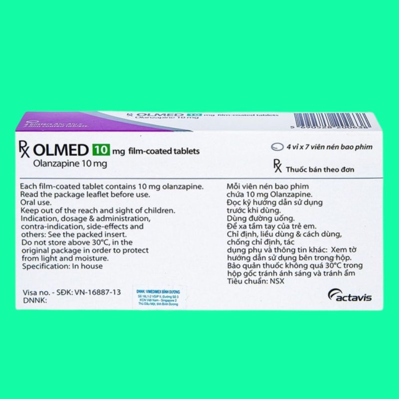 Thuốc Olmed 10mg có tác dụng điều trị rối loạn tâm thần phân liệt