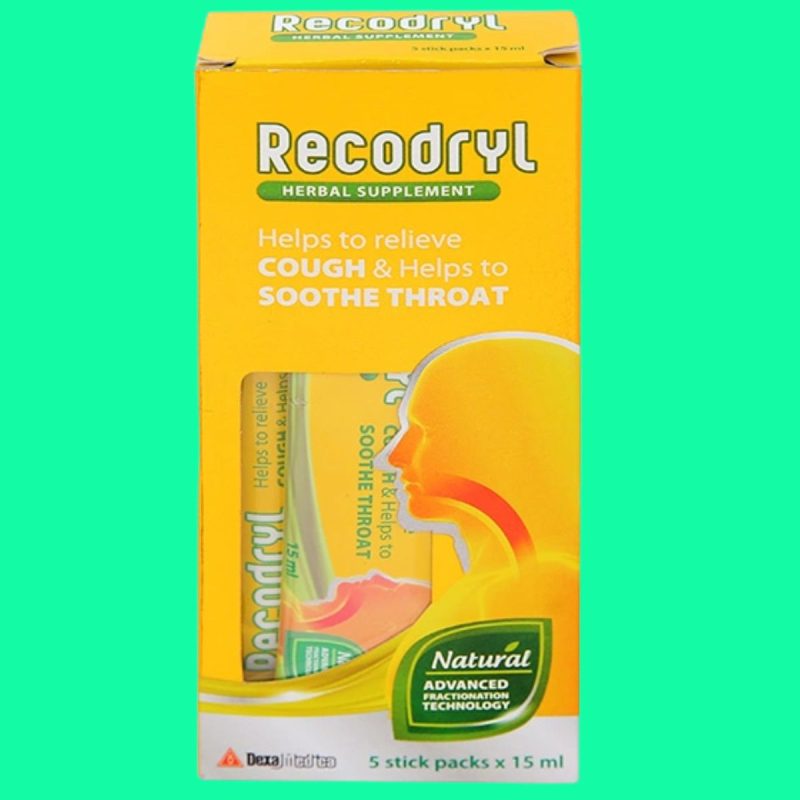 Siro Ho Recodryl (5 gói) giúp hỗ trợ giảm ho và làm dịu cổ họng